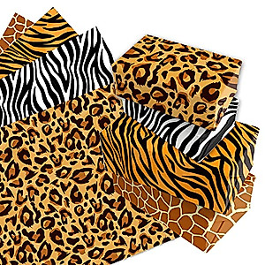 16 Sheets Leopard Animal Print Gift Wrapping Paper Jungle Safari Animal Print Wrapping Paper Set 3 Design Jungle Zoo Animal Print Party Supplies for Safari Zoo Birthday Party Supplies 20'' x 27''