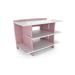 Legaré Furniture Kids Gaming and TV Media Stand, Standard Storage Unit for Bedroom, Basement, and Playroom, Pink and White