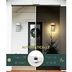 OUPAVOCS Outdoor Lights with GFCI Outlet, Dusk to Dawn Front Porch Lights, Waterproof Exterior Light Fixture, Mate White Outdoor Wall Sconce Wall Mount Outside Patio Lights for House, Garage