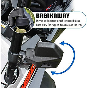 Bevel Engineering UTV Rear View Side Mirror Kit (2 Pack) - Compatible With 1.6" - 2" Round Roll Cage Bar - Break Away & Adjustable - High Impact Shatter Proof Tempered Glass (Driver & Passenger Side)
