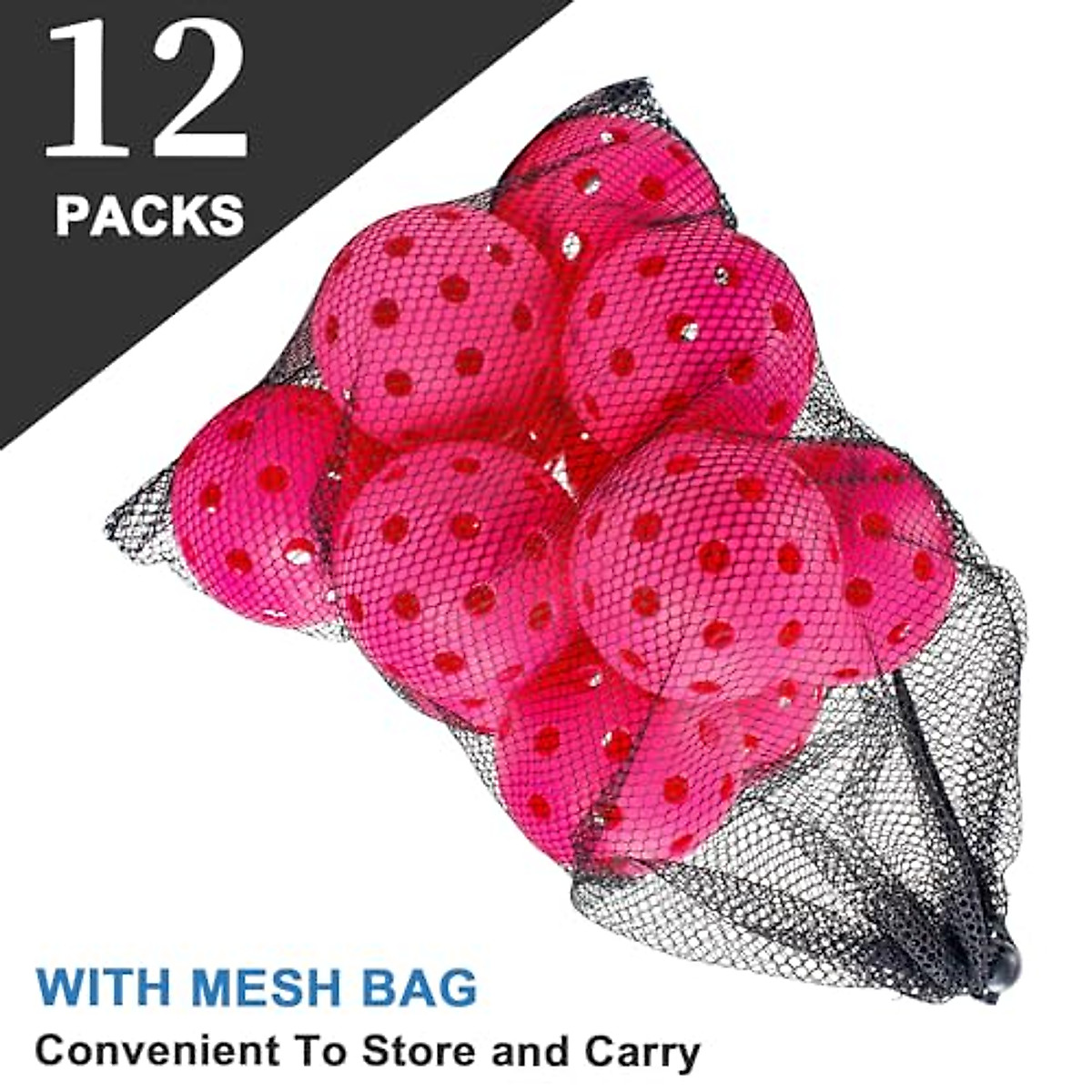 MYKUJA 12Pack Outdoor Pickleballs|Pink Pickleballs Balls USAPA Approved |Pickleballs Outdoor Balls|Pink Pickle Ball Outside|Pickleball Balls for Outdoor Play