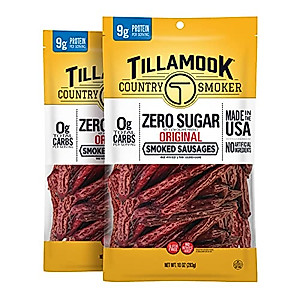 Tillamook Country Smoker Zero Sugar Original Keto Friendly Smoked Sausages, 10 Ounce (Pack of 2)