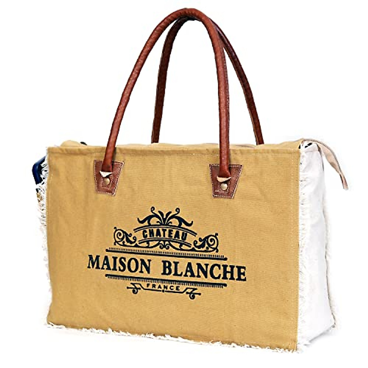 CLA Upcycled Canvas & Leather Handbag, Cowhide Leather and Canvas Bag, canvas Handbag for women, Canvas Tote Bag, Canvas Tote Bags for women