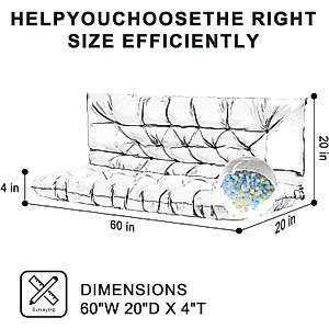 LCYY.TG Porch Swing Cushions, Outdoor 3 Seats Swing Cushion Replacement Pad with Backrest, Waterproof Bench Cushion with Ties, for Porch,Garden,Backyard Furniture Patio Lounger (Coffee 60 * 40 in)