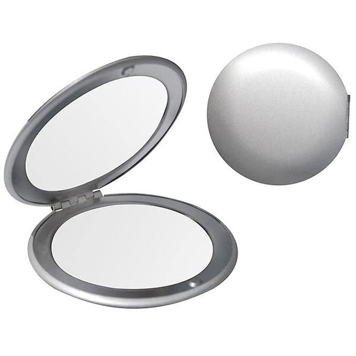 PresenceHHH Aluminium Round Foldable Double Sided Compact Mirror for Purses- Round Metal Makeup Mirror - Perfect for Purse, Pocket, and Travel - Portable Mirror (Diameter-6.5cm) | (Silver)