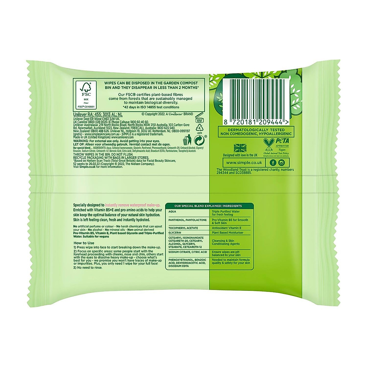 Simple Kind To Skin 25 Cleansing Facial Wipes (3 pack)