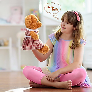 Landhoow 3 Pcs Cute Dress Outfit Bear Clothes Fits Most 14-18 Inch Bear and Make Your Own Stuffed Animals Bear Clothes for Girls Bear Accessories, Not Included Bear