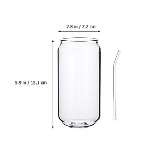 DOITOOL Glass Cups Can Shaped Cups- 17oz Clear Drinking Glasses with - Iced Coffee Cup Cute Tumbler for Whiskey Wine Soda Coke Cocktail Beverage Cups
