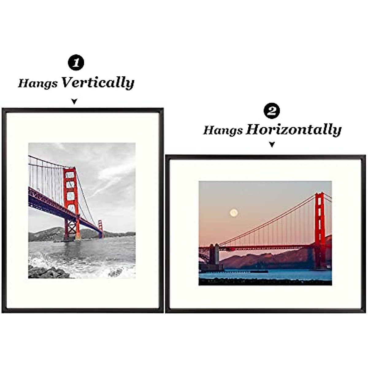 Frametory, 11x14 Aluminum Photo Frame with Ivory Color Mat for 8x10 Picture & Real Glass, Metal Picture Frame Collection (Black, 1-Pack)