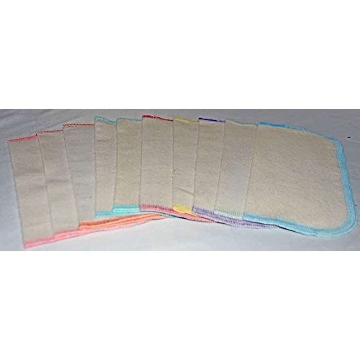 1 Ply Organic Flannel Washable Baby Wipes 8 x 8 Inches 10 Pack Assorted Pastel Set