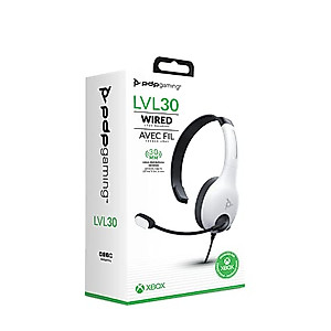 PDP LVL30 Wired Headset with Single-Sided One Ear Headphone for PC, Xbox - Mac, Tablet Compatible - Noise-Cancelling Mic - Lightweight, Cool Comfort, Great for Gaming, School and Remote Work - White