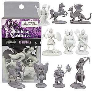 Fantasy Creatures Action Figure Playset 10 pcs - Monster Battle Toy Collection - Includes Dragons, Wizards, Orcs, & More - Perfect for Roleplaying (RPG), D&D Dungeons and Dragons Gaming, & Xmas Gifts