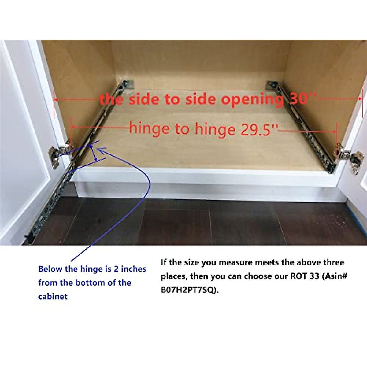 29'' Width Cabinet Roll Out Tray Wood Pull Out Tray Drawer Box Kitchen Cabinet Organizer, Cabinet Slide Out Shelves, Include Side Mount Drawer Tracks Glides Wood Spacers -DIY (Fit RTA Face Frame B33)