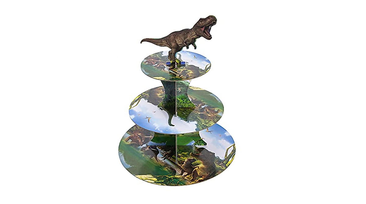 Dinosaur Cupcake Stand 3 Tier for Boys Dinosaur Birthday Party
