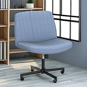 Sweetcrispy Office Chair No Wheels - Armless Desk Chair No Wheels Cross Legged Office Chair Wide Swivel Home Office Desk Chairs