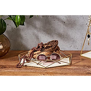 Umbra 299481-221 Prisma Tray, Geometric Plated Jewelry Storage, 11" Length x 7.25" Height x 1.5” Width, Matte Brass