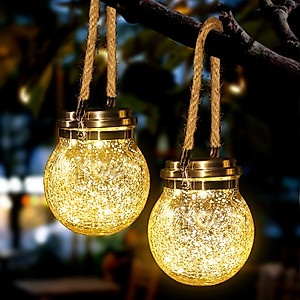 JXDLSQ Solar Lantern Outdoor Waterproof,2 Pack Hanging Sloar Lights Outdoor with 30 LED Outdoor Lantern Decorative Lights for Home Decorations,Garden,Patio,Deck Court,Backyard,Pathway