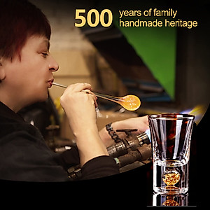 mwater Luxury Version Handmade Crystal 24K Gold Rimmed Shot Glasses,No Bubbles