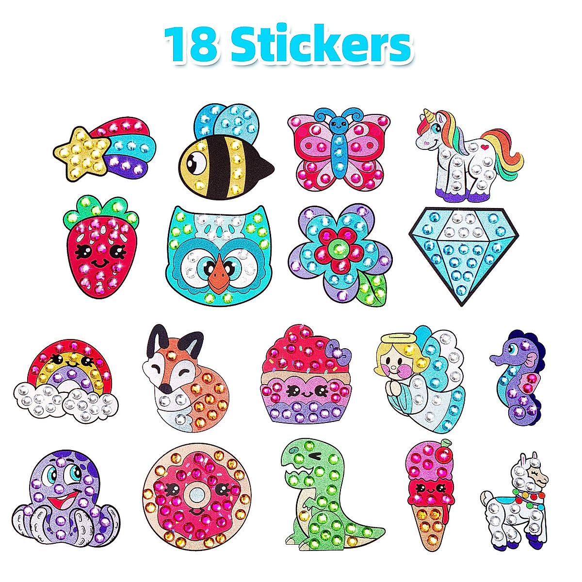 JOYIN Kids Diamond Art, Diamond Painting Kit with 18 Magical Stickers 3 Suncatchers 2 Keychains, Diamond Art for Kids, DIY Paint Arts Supplies, Craft Gift for Girls