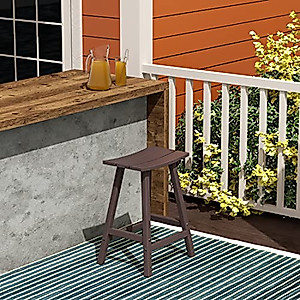 WO Home Furniture Saddle Stool 24"-Inch Adirondack HDPE Backless Patio Kitchen Counter Stool Seat (Dark Brown)