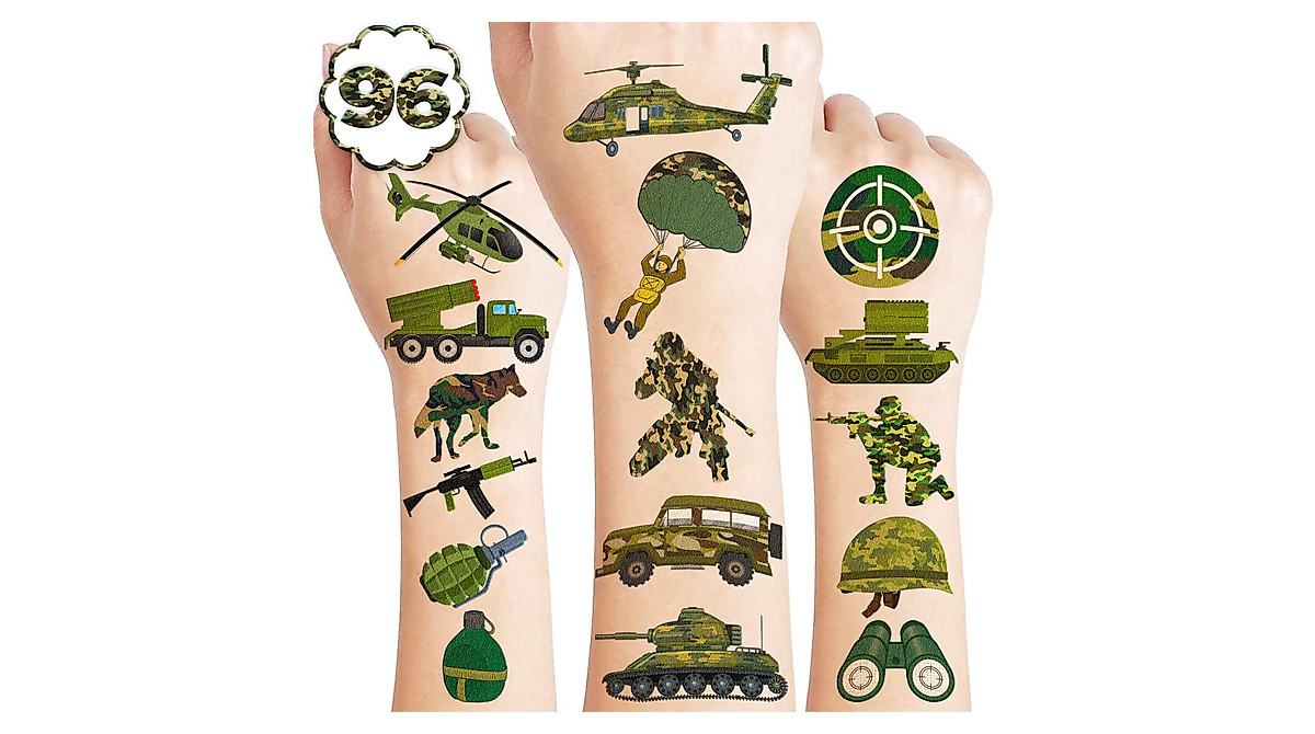 96 PCS Military Camouflage Tattoo Stickers for Parties