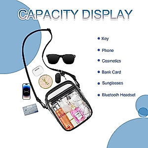 Clear Bag Stadium Approved 12x6x12 Clear Purse for Women Stadium Clear Crossbody Bag for Concert Festival Sport Beach
