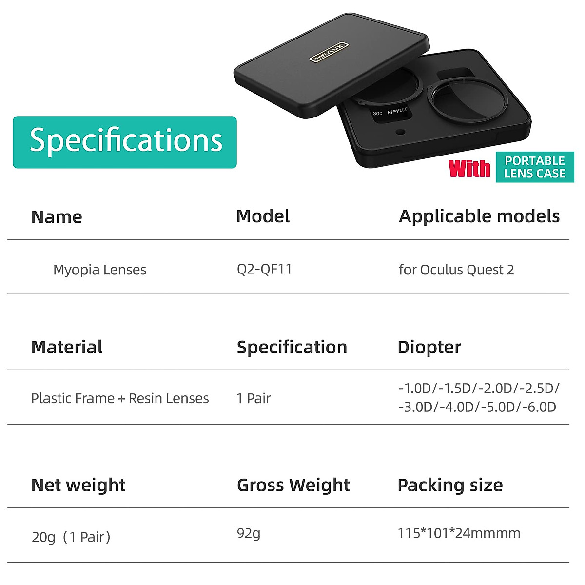 Myopia Glasses Lens Compatible with Oculus Quest 2 VR Headset accessories , customized Frame Plus Protecting Lens Combination 1 Pair (-5.00)