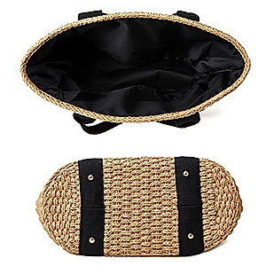Women Straw Bags Summer Beach Tote Bag Handmade Woven Shoulder Crossbody Handbag