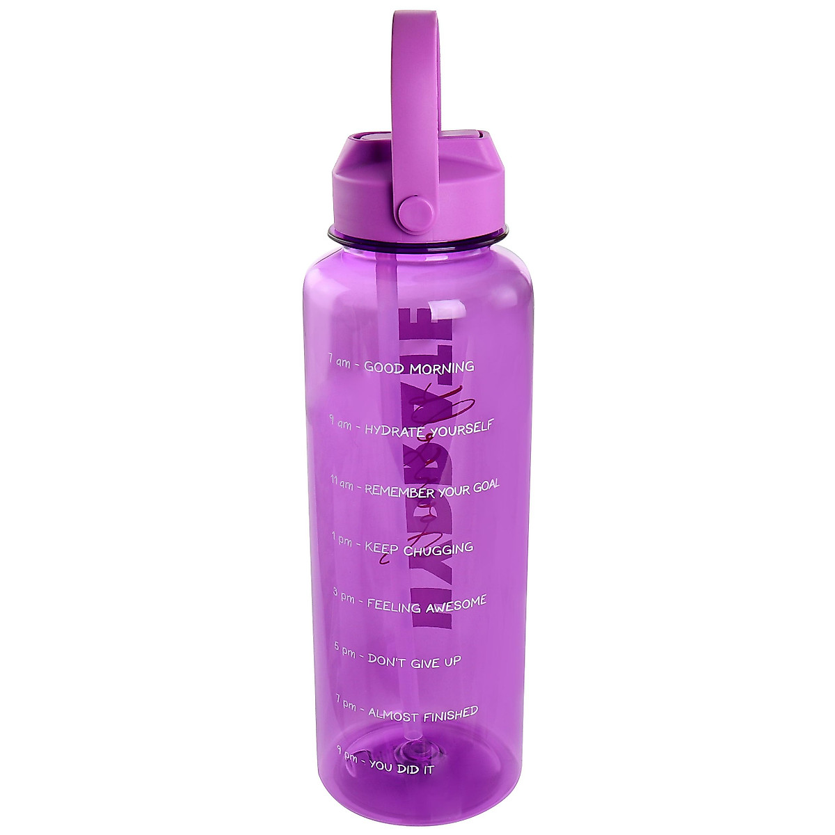 Gibson Home Brever 50oz Hydrate Yourself Hourly Motivation Water Bottle in Purple
