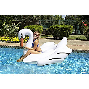Poolmaster Jumbo Swimming Pool Float Rider, Swan, White Extra Large