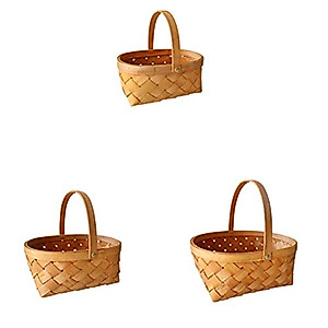 ULTNICE Rattan Storage Container, Handmade Seagrass Basket Wooden Woven Storage Basket Houseware Storage Basket with Handle 1pcs ( Large )