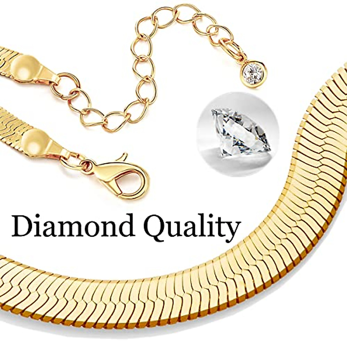 DEARMAY Gold Herringbone Necklace for Women Dainty Gold Necklace for Women Simple Gold Chain Choker Necklace for Women Minimalist Thin Snake Chain Necklaces for Teen Girl Gifts