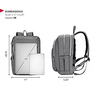 Swissdigital Design Laptop Backpack For Women，College Bookbags With USB Charging Port，Large Capacity Computer Backpacks For Work Business Grey(Katy Rose SD1006F-02)