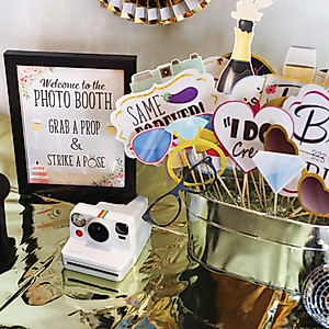 Bridal Shower Photo Booth Props - 41-pc Photo Booth Kit with 8 x 10-Inch Sign, 60 Adhesive Pads, 45 Sticks - Team Bride Photo Booth Props - Bachelorette Props Photo Booth