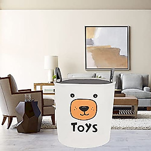 Cpzzkq Waterproof Laundry Baskets 2 pack, Collapsible Laundry Hamper with Carry Handles and Drawstring,Dirty Clother Toys Storage Box Linen and Cotton Fabric Washable Girl Bedroom（lions）