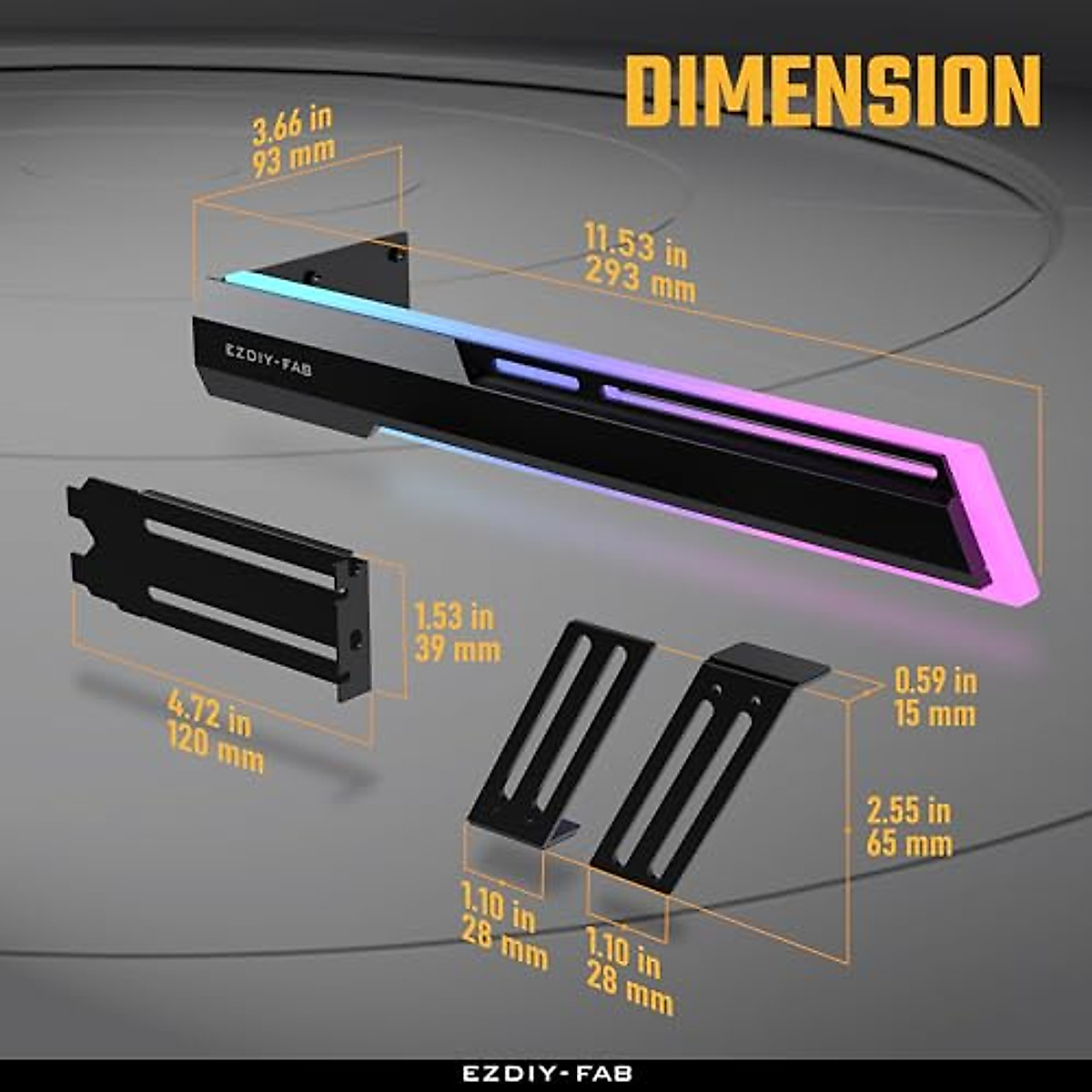EZDIY-FAB 5V ARGB GPU Holder Brace Graphics Card GPU Support Video Card Holder Bracket, Strenchable Structure, Video Card Sag Holder/Holster Bracket Support RX7990XTX, RTX4090, Black-341