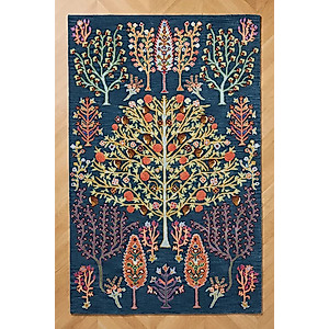 Restoration and Renovation New Summit Hand Made Area Rugs 100% New Zealand Wool Rugs (Navy, 12x9 ft)