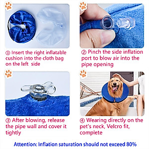 Dog Cone Collar, Inflatable Dog Cone Soft Protective Dog Cone Collar After Surgery Alternative E Collar Cone for Dogs and Cats Blue L (15-19") ﻿