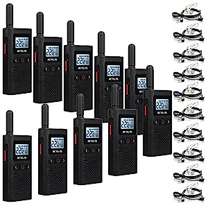 Retevis RB28 Walkie Talkies with Earpiece,Rechargeable 2 Way Radios with Large LCD Screen,1500mAh Battery USB-C Charging NOAA Alert,Portable Two Way Radio for School Dental Church Restaurant(10 Pack)