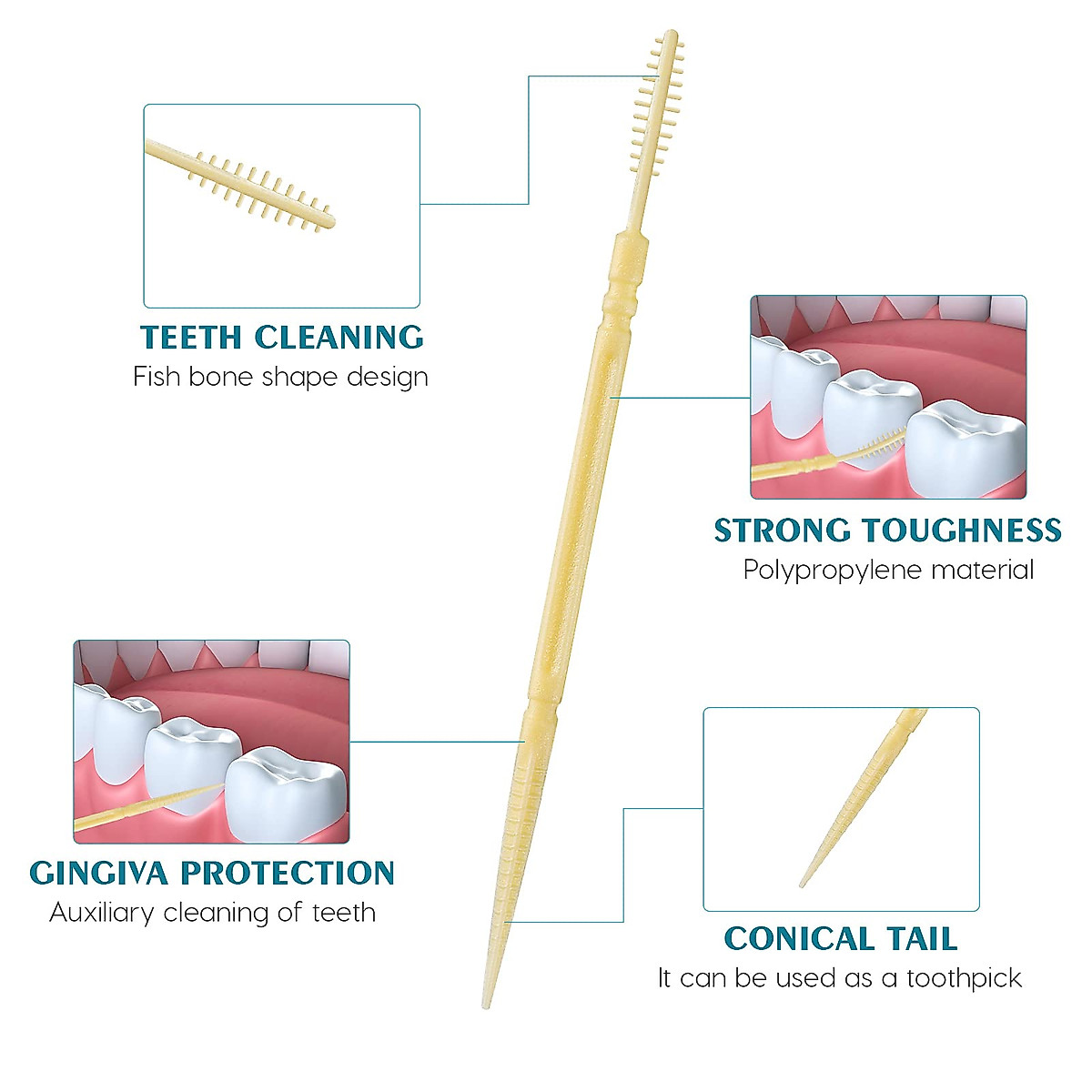 1000pcs Disposable Interdental Portable Plastic Toothpicks Oral Cleaner Stick Oral Gingival Dental Toothpicks Dental Flosser Pick (Random Color)