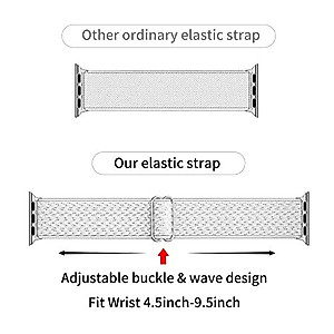 OHCBOOGIE Stretchy Solo Loop Strap Compatible with Apple Watch Bands 38mm 40mm 41mm,Adjustable Stretch Braided Elastics Weave Nylon Women Men for iWatch Series 8/7/6/5/4/3/2/1 SE Ultra,Black