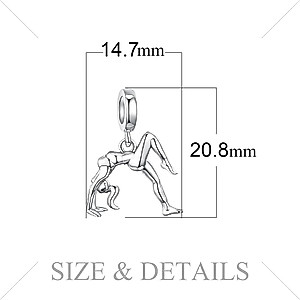 Bolenvi Authentic 925 Sterling Silver Charm Bead For Pandora & Similar Charm Bracelets or Necklaces (Gymnastics Gymnast Yoga Lovers)