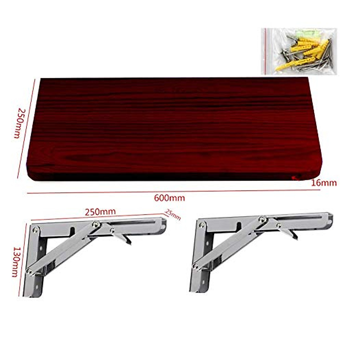 PIBM Stylish Simplicity Shelf Wall Mounted Floating Rack Shelves Triangular Bracket Bookshelf Solid Wood Metal Multifunction High Capacity Indoor Furniture,5 Sizes, a , 50x25cm