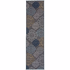Rugshop Modern Floral Swirl Design Non-Slip (Non-Skid) Area Rug Runner 2' X 7' (22" X 84") Gray