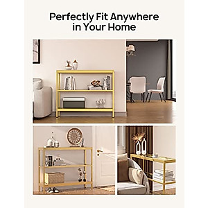 Evajoy Console Table, 35" Entryway Table with 3 Tiers, Foyer Tables, Open Glass Sofa Table for Living Room, Foyer, Entryway, Bedroom, Hallway