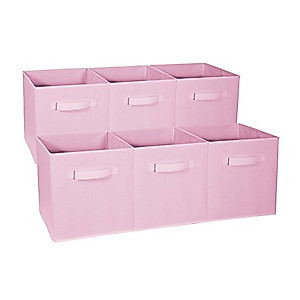 Sorbus Kids Pink Dresser with 8 Drawers + 11 Inch Pink Cube Storage Bins (6 Pack) Bundle - Matching Set - Storage Unit Organizers for Clothing - Bedroom, Kids Rooms, Nursery, & Closet