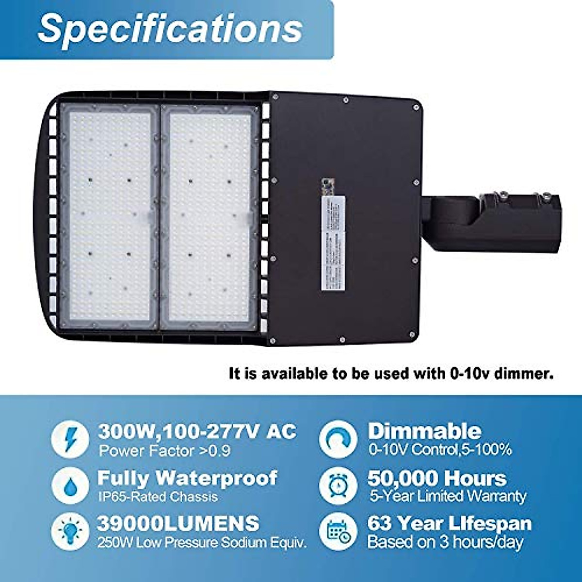 WAHADI 4 Pack 300W LED Parking Lot Lights,5700K Daylight White Shoebox Pole Light, 750W MH/HPS Replacement, Waterproof Outdoor Area Street Court Security Lighting Fixture,UL DLC Listed