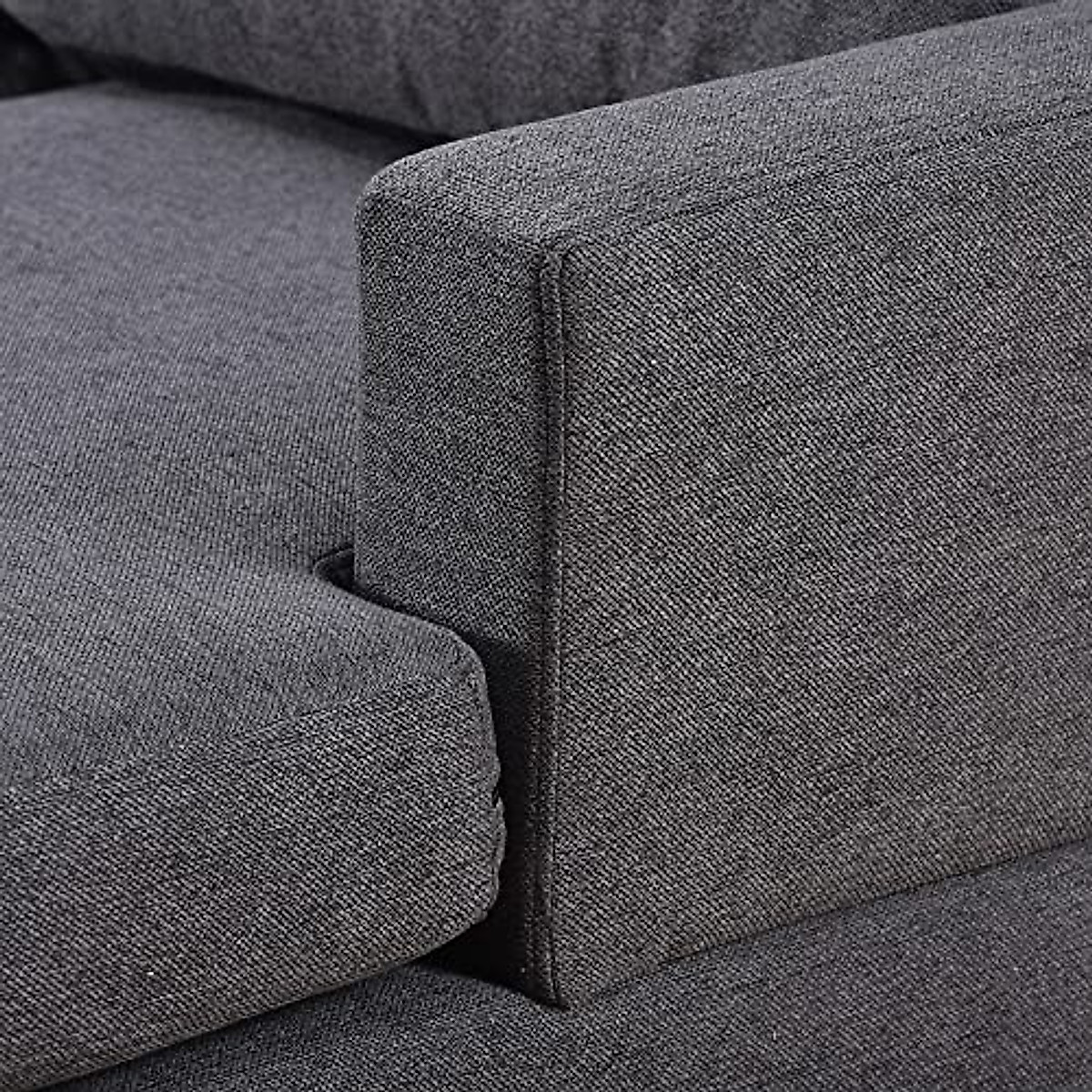 FANYE Modern King Size Cushions Upholstered Deep Seat Extra Wide Left Chaise,125.6" 8 Seaters Sectional Sofa & Couch W/for Home Office Apartment Big Family Living Room Furniture Sets, U-Shaped, Grey