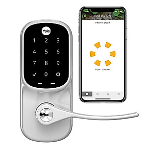 Yale Assure Lever, Wi-Fi Smart Door Lever (for doors with no deadbolt) - Works with Yale Access App, Amazon Alexa, Google Assistant, HomeKit, Phillips Hue and Samsung SmartThings, Satin Nickel