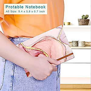 Huamxe Lined Journal Notebook, Marble Hardcover Journal for Women, Medium 5.7 x 8.4 in, 160 Pages Thick Paper, Cute Aesthetic A5 College Ruled Notebook for Journaling Writing Work Office School, Pink